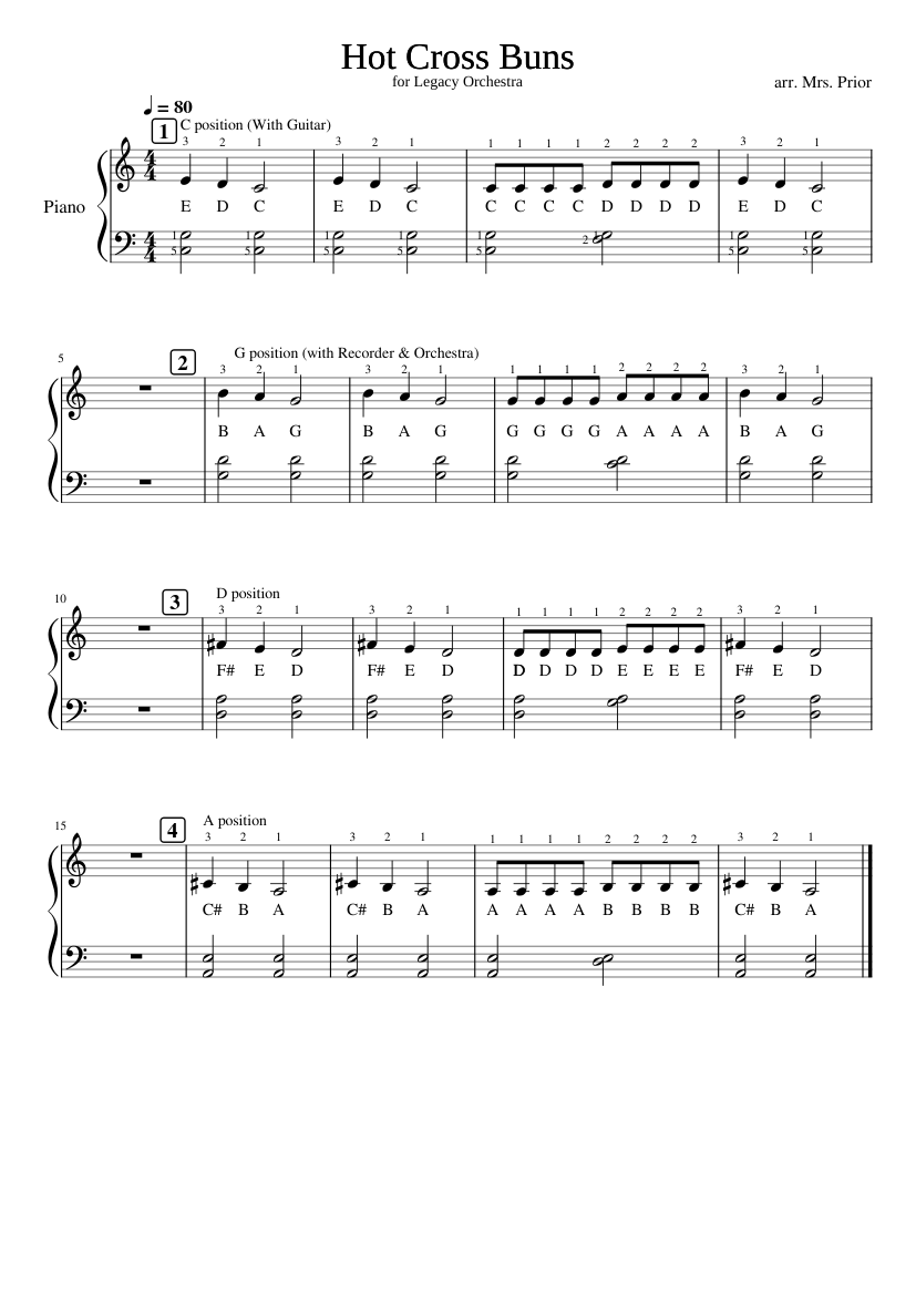 Hot Cross Buns – Piano Sheet Music for Piano (Solo) Easy | MuseScore.com
