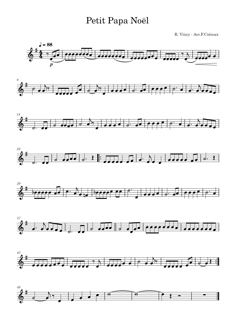 Petit papa noel – Misc Traditional Sheet Music for Saxophone alto (Solo ...