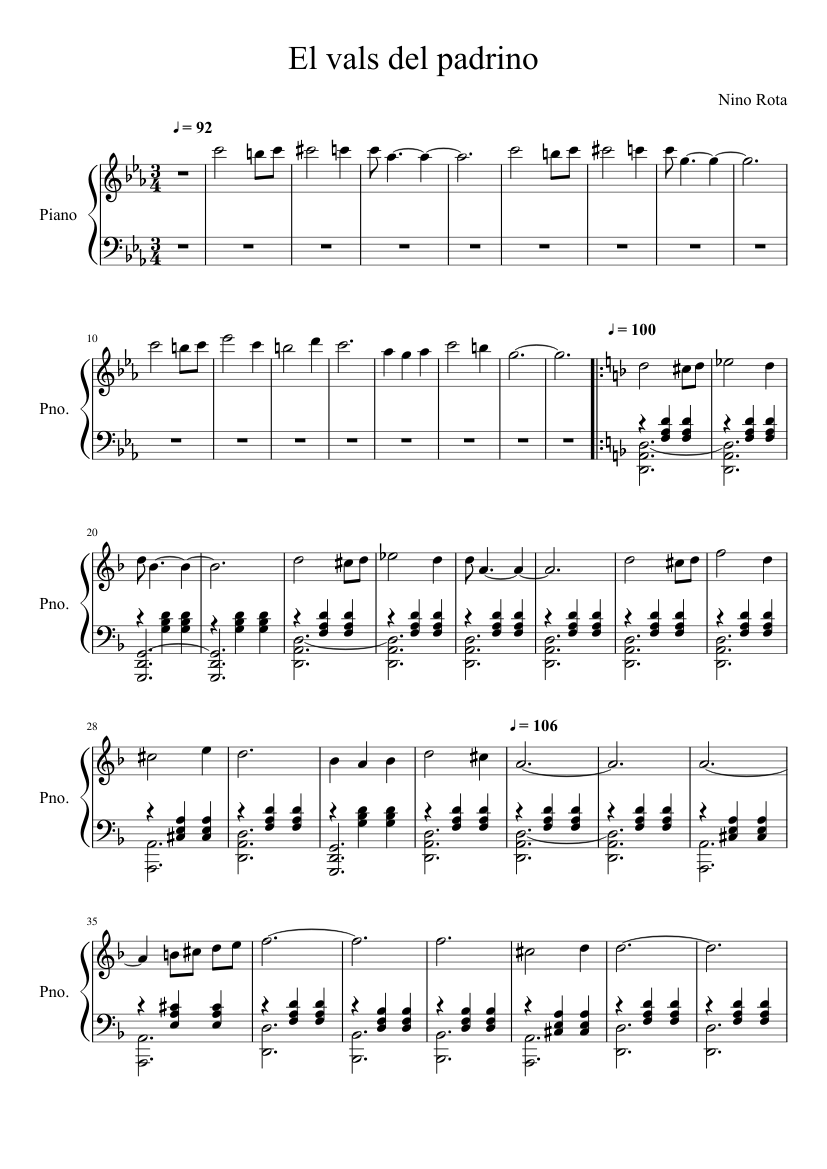 El vals del padrino Sheet music for Piano (Solo) Easy | Musescore.com
