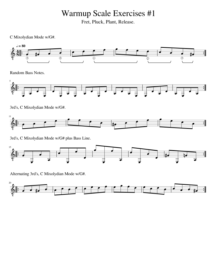 Warmup Scale Exercises 01 Sheet music for Guitar (Solo) | Musescore.com