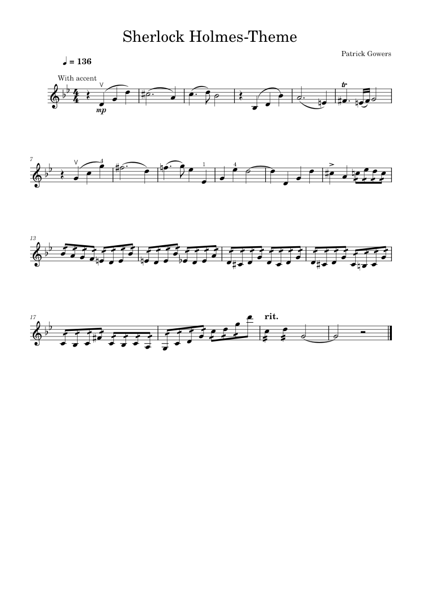 Sherlock Holmes-Theme – Peter Gowers Sherlock Holmes-Theme Sheet Music ...