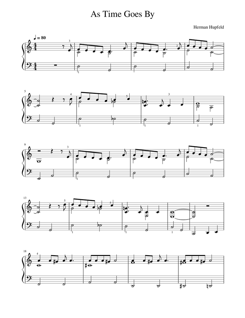 As time goes by – Herman Hupfeld Sheet music for Piano (Solo) Easy ...