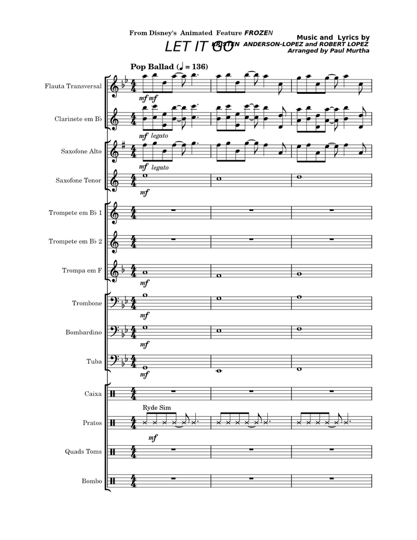 Let It Go – Kristen Anderson-Lopez & Robert Lopez Sheet music for ...