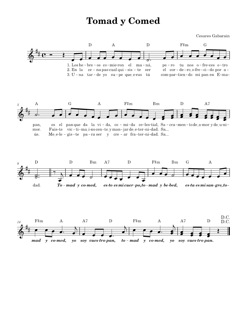 Tomad y Comed (Cesáreo Gabaráin) Sheet music for Piano (Solo) Easy ...