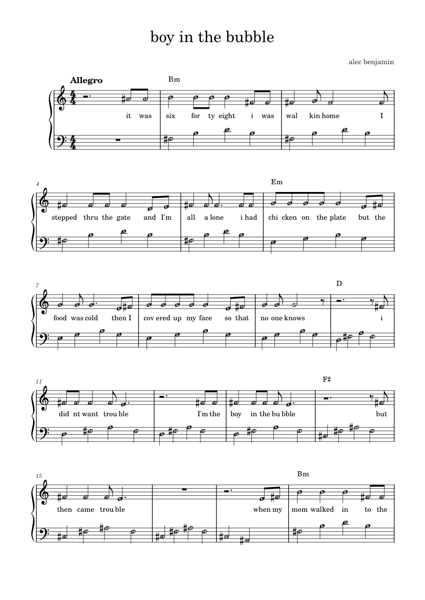 boy in the bubble Sheet music for Piano (Solo) Easy | Musescore.com