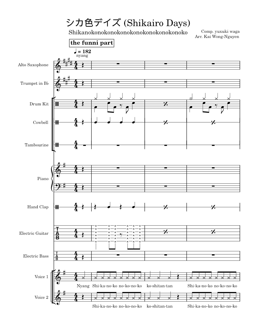 シカ色デイズ (Shikairo Days) – シカ部 (Deer Club) Sheet Music and Tab with ...