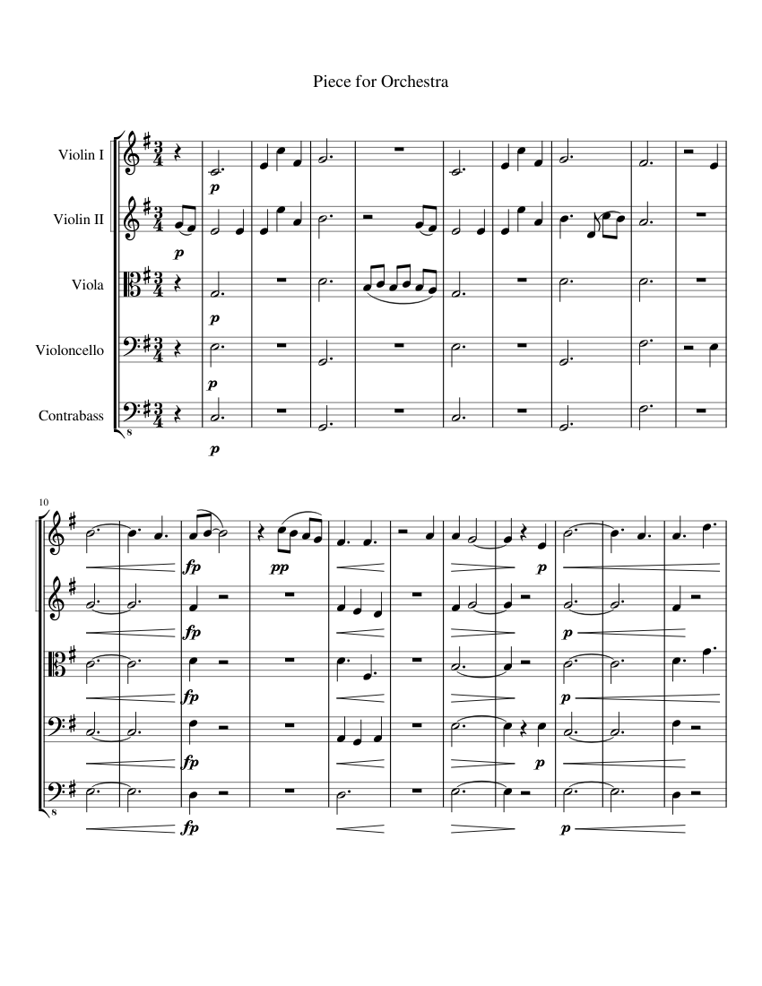 ORCHESTRA Sheet music for Contrabass, Violin, Viola, Cello (String ...