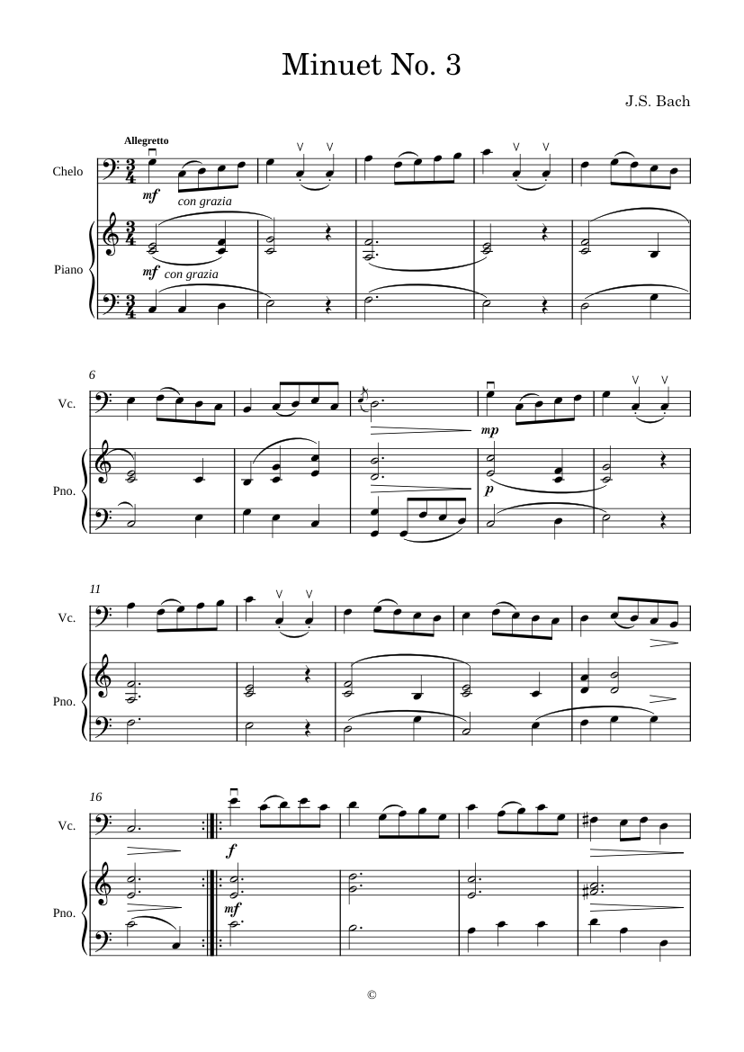 Suzuky cello - Minuet in C suzuky cello - Minuet in C Sheet Music for ...