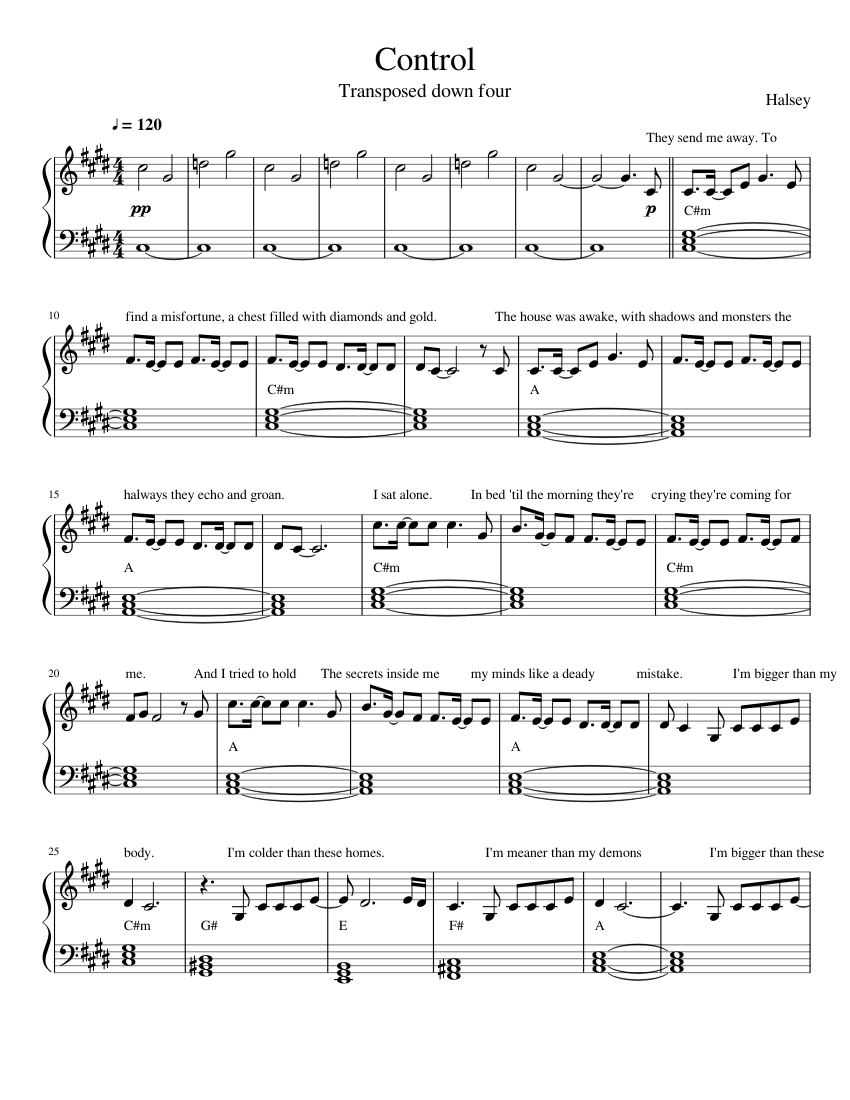 Control / Halsey (Piano) Sheet music for Piano (Solo) Easy | Musescore.com