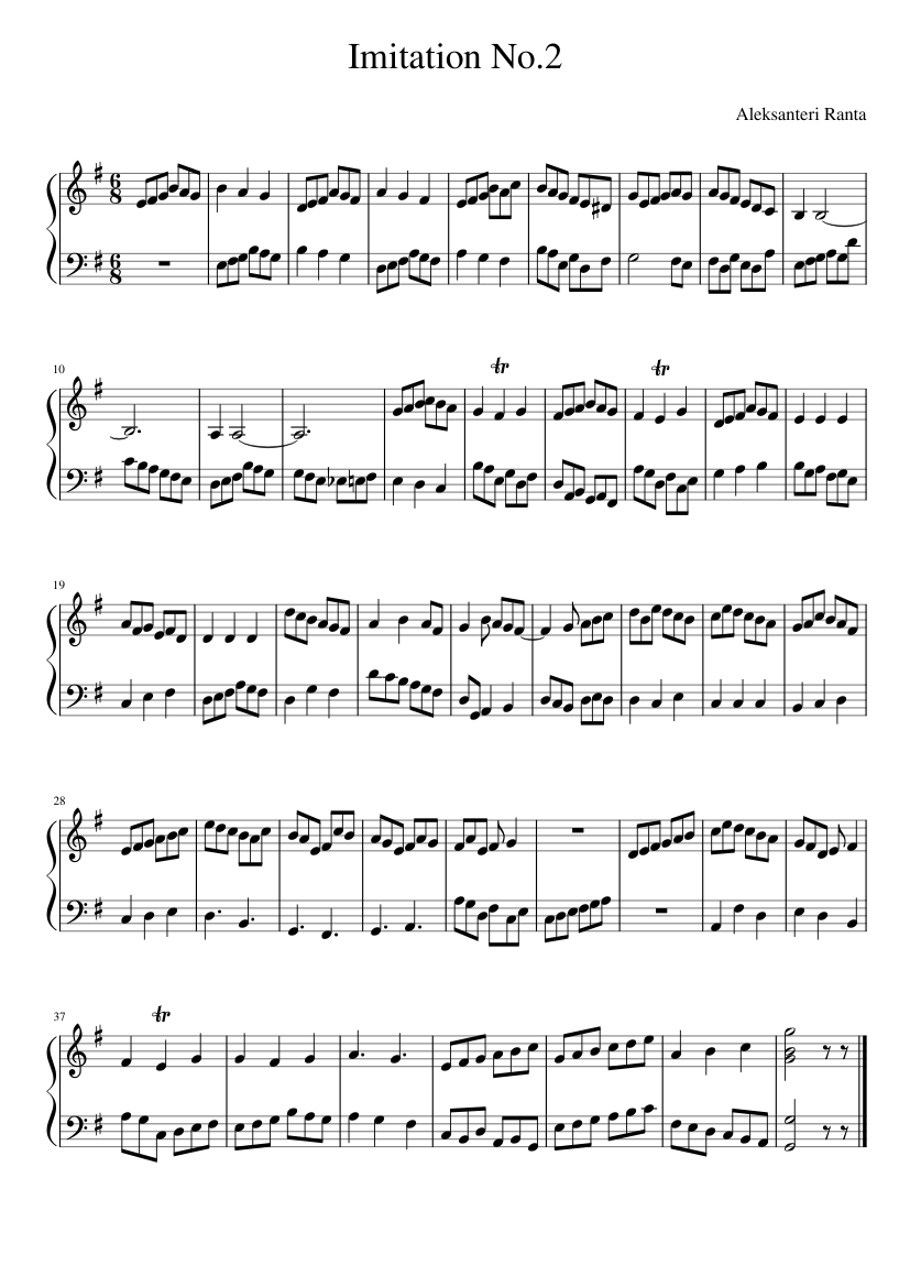 Imitation No.2 Sheet music for Piano (Solo) Easy | Musescore.com