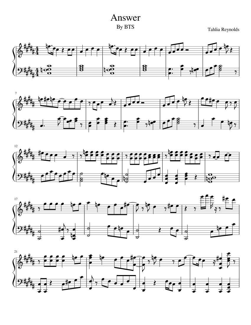 Answer Sheet music for Piano (Solo) | Musescore.com