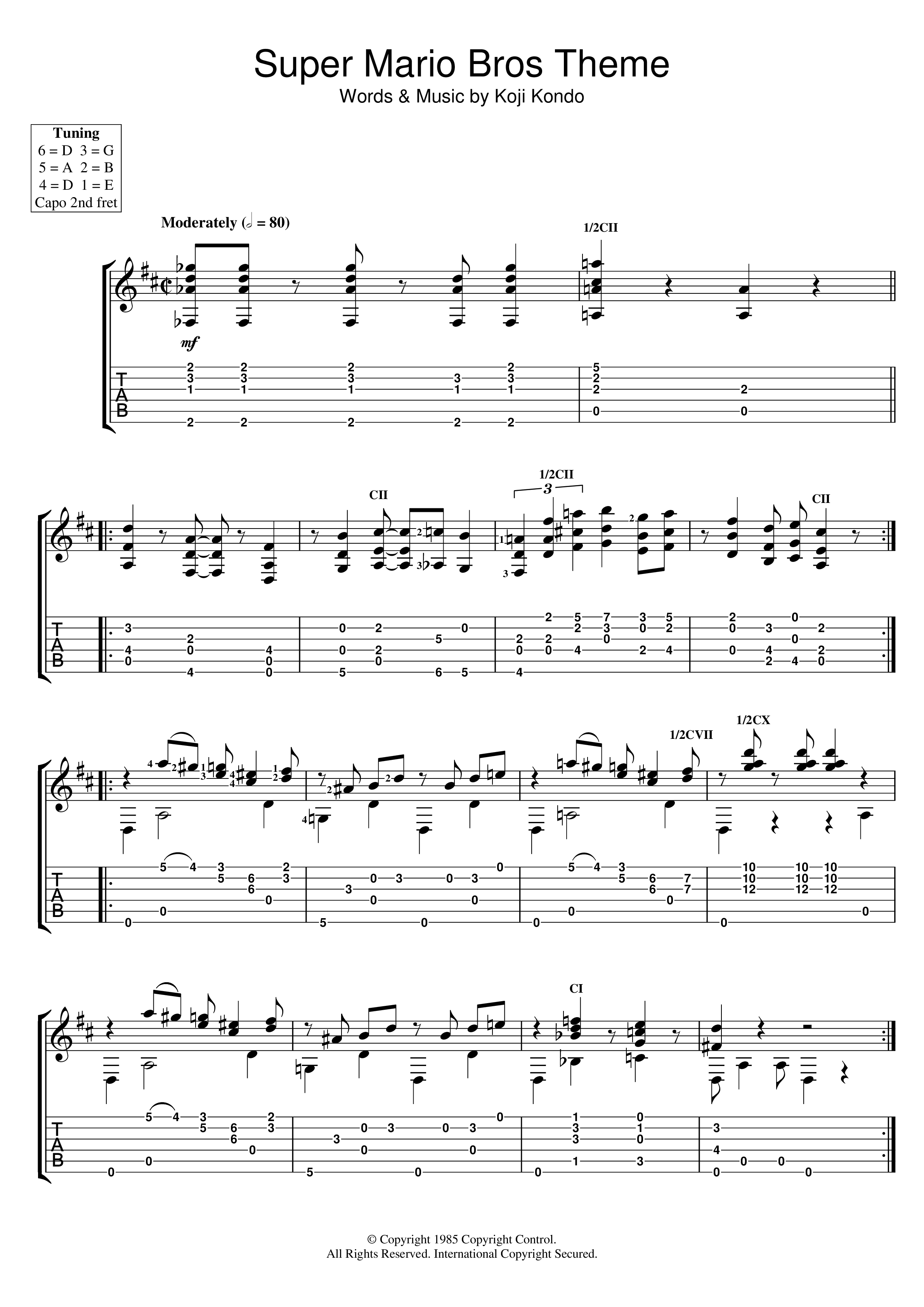Play Official version of Super Mario Bros. Theme Sheet Music by Koji ...