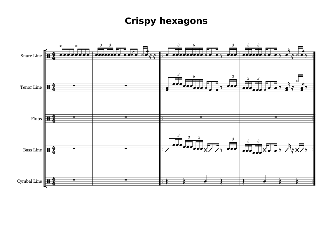 Crispy hexagons Sheet music for Snare drum, Crash, Tenor drum, Bass ...