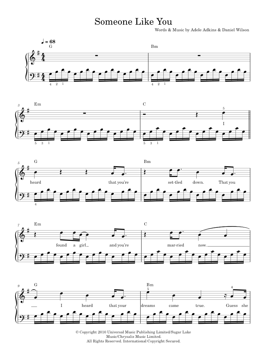 someone like you Sheet music for Piano by Adele Official | MuseScore.com