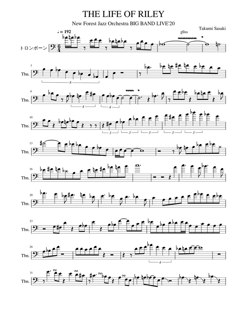THE LIFE OF RILEY Sheet music for Trombone (Solo) | Musescore.com