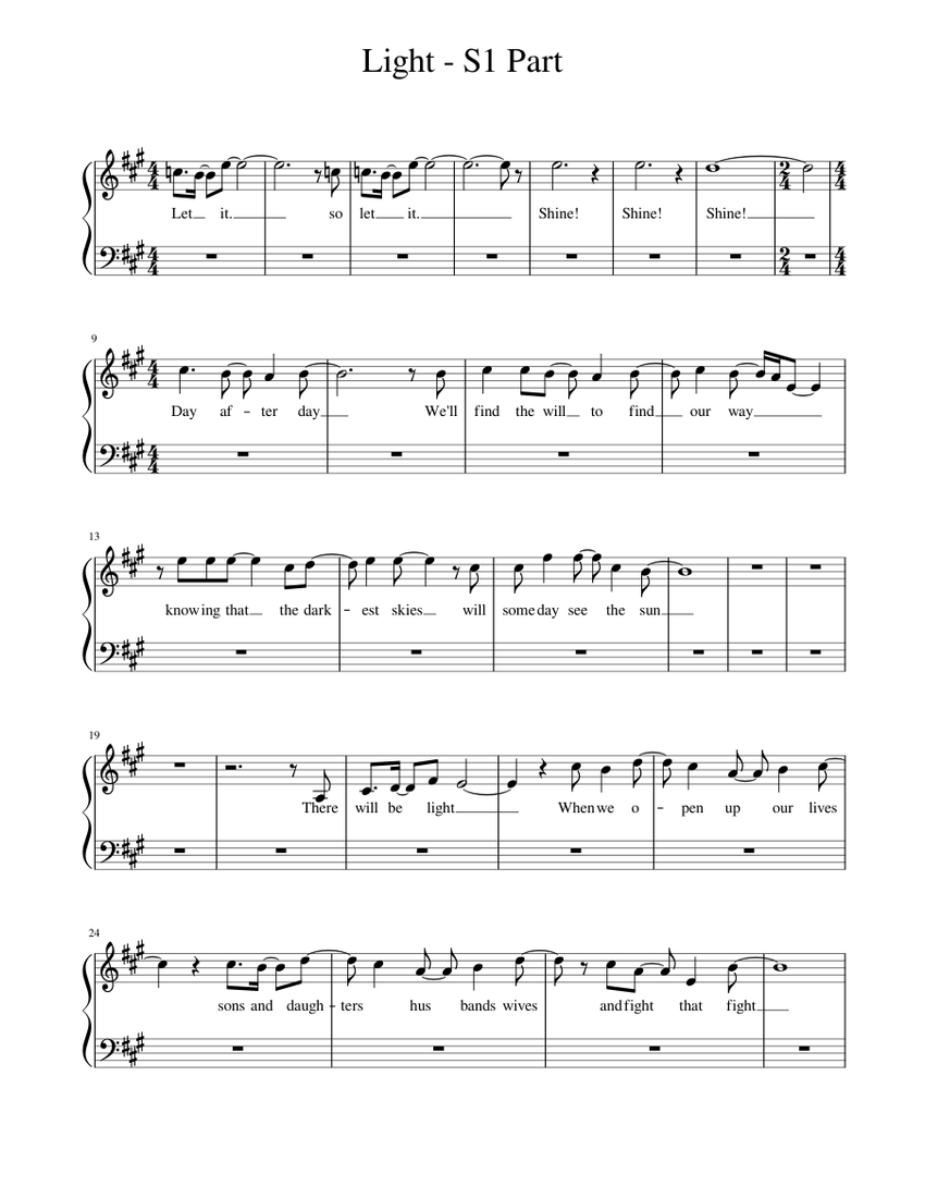 Light - S1 Part Sheet music for Piano (Solo) | Musescore.com