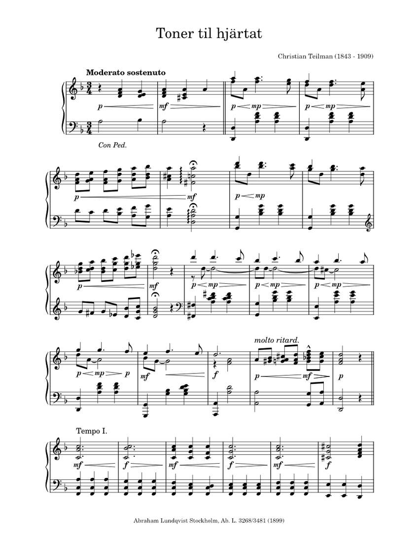 Toner til hjärtat Sheet music for Piano (Solo) | Musescore.com