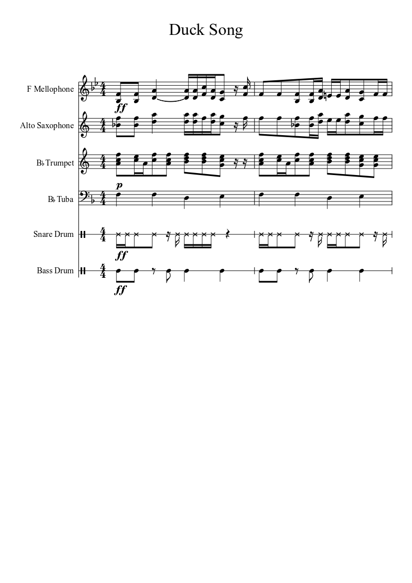 Duck Song Sheet music for Tuba, Trumpet other (Brass Duet) | Musescore.com