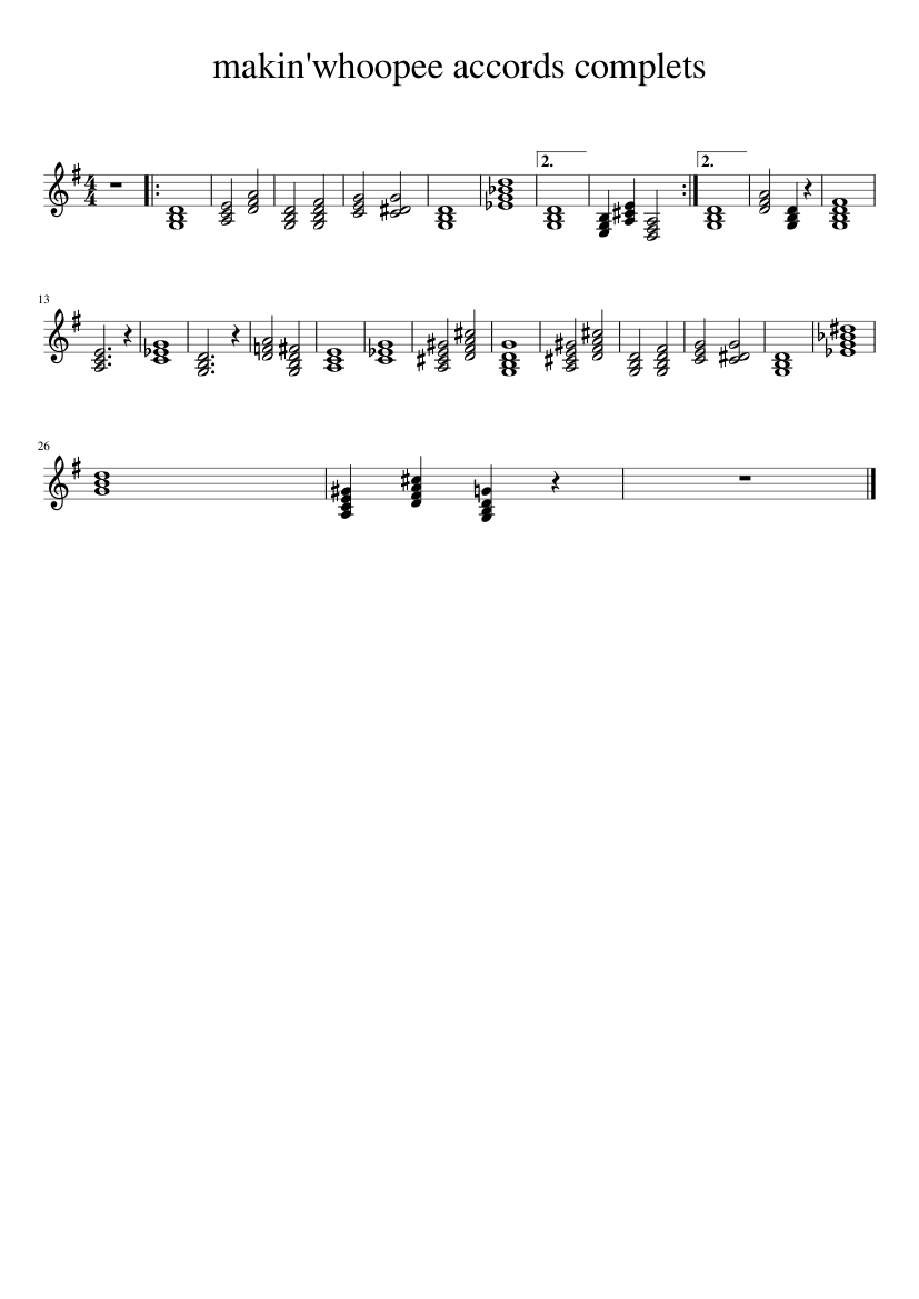 makin'whoopee accords complets Sheet music for Piano (Solo) Easy ...