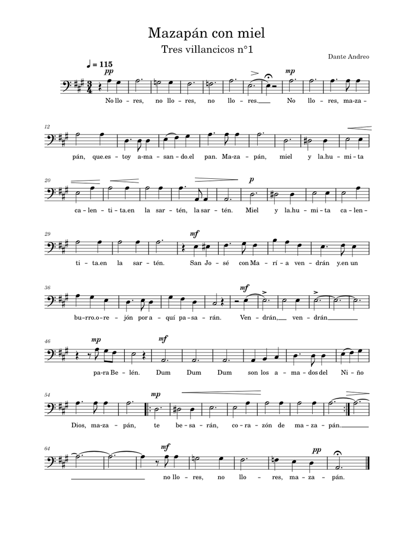 Mazapán con miel solo bajos Sheet music for Piano (Solo) | Musescore.com