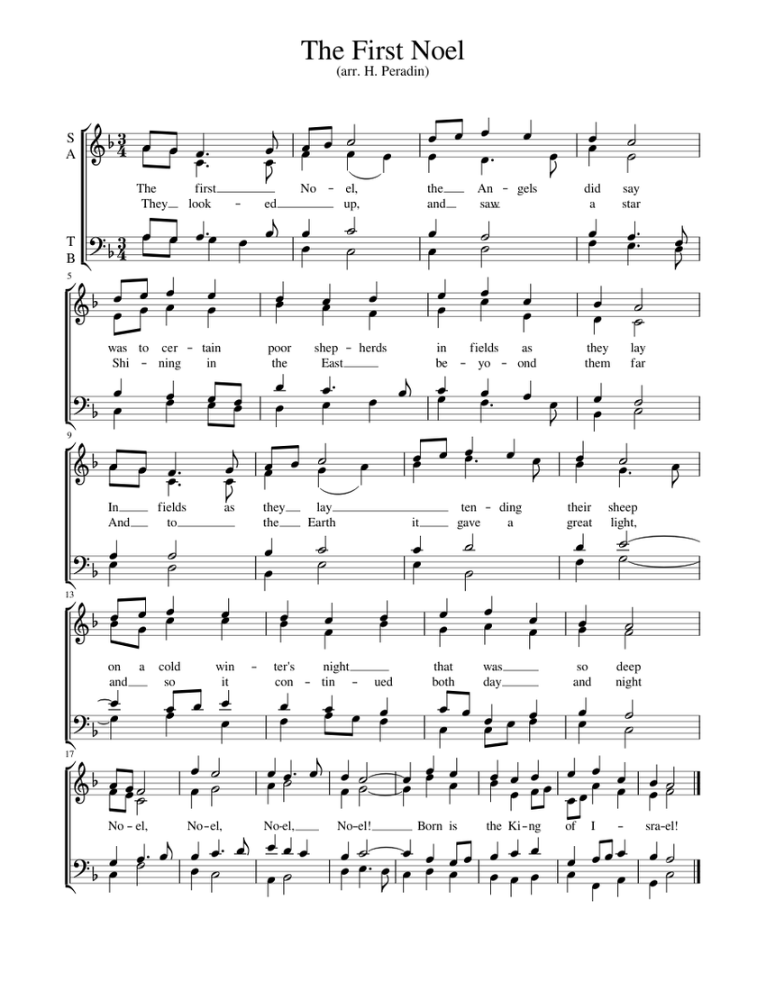 The First Noel Sheet music for Female, Male (Choral) | Musescore.com