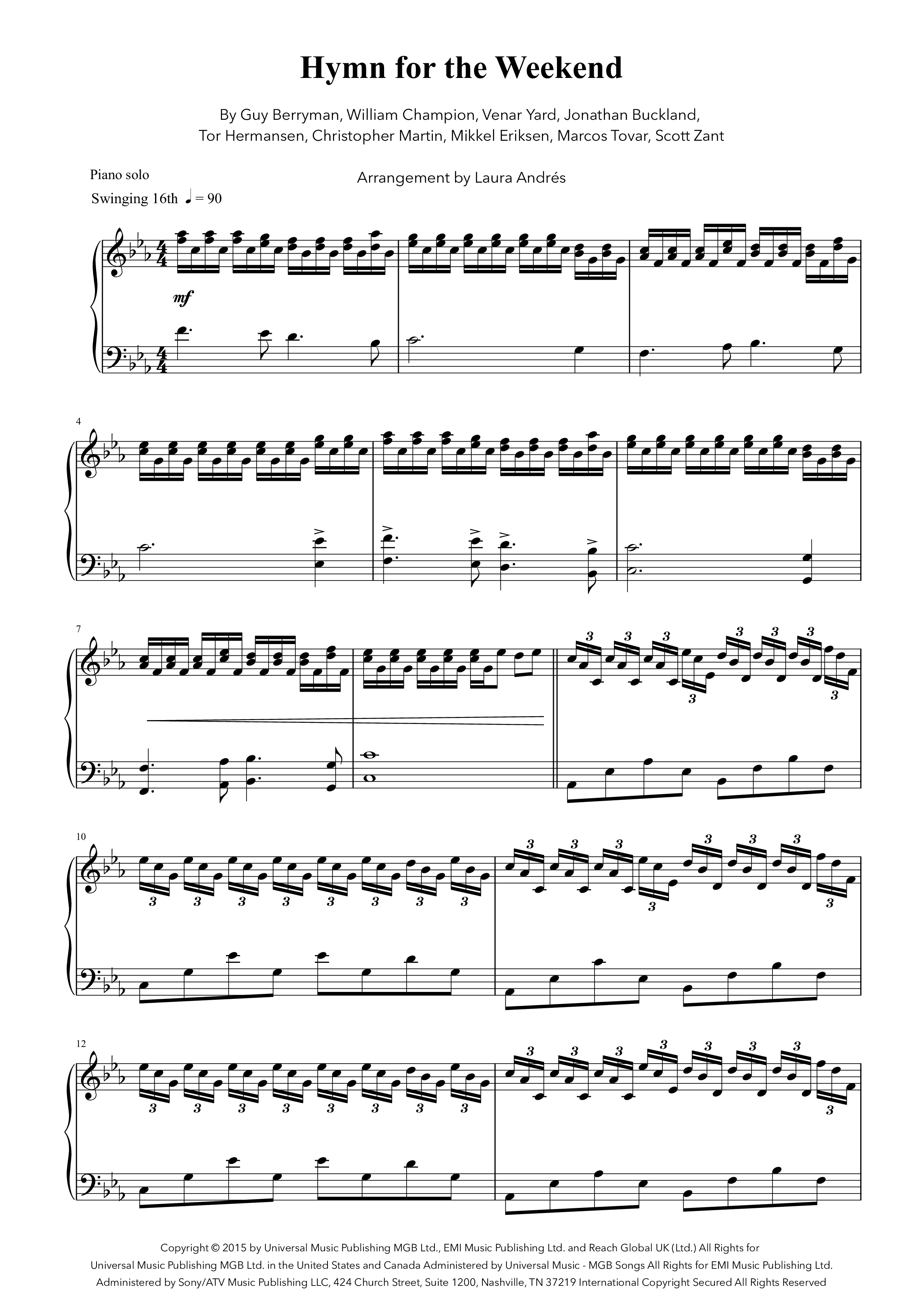 Play Official version of Hymn for the weekend sheet music by Coldplay ...