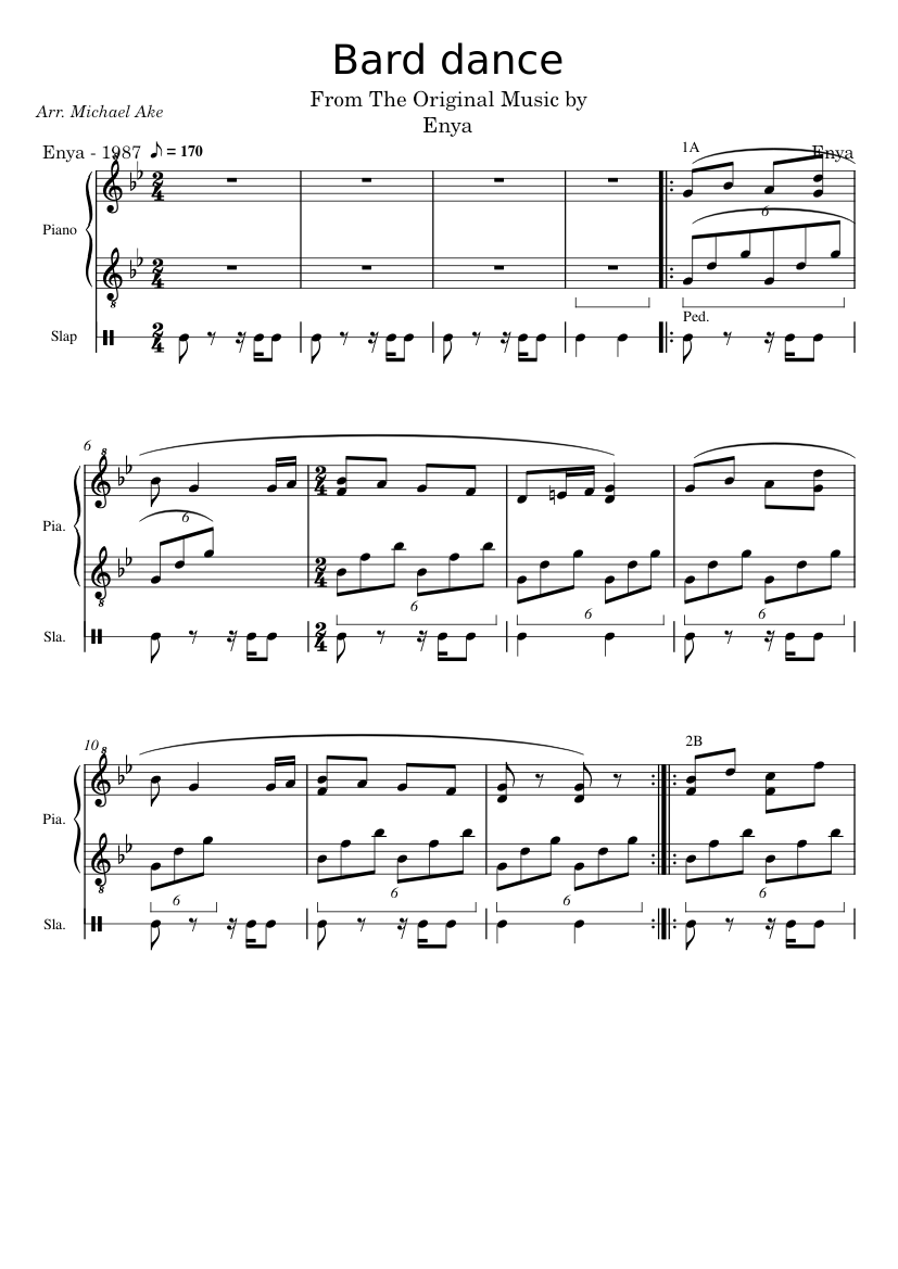 Bard dance – Enya Bard dance Sheet music for Piano (Marching Band ...