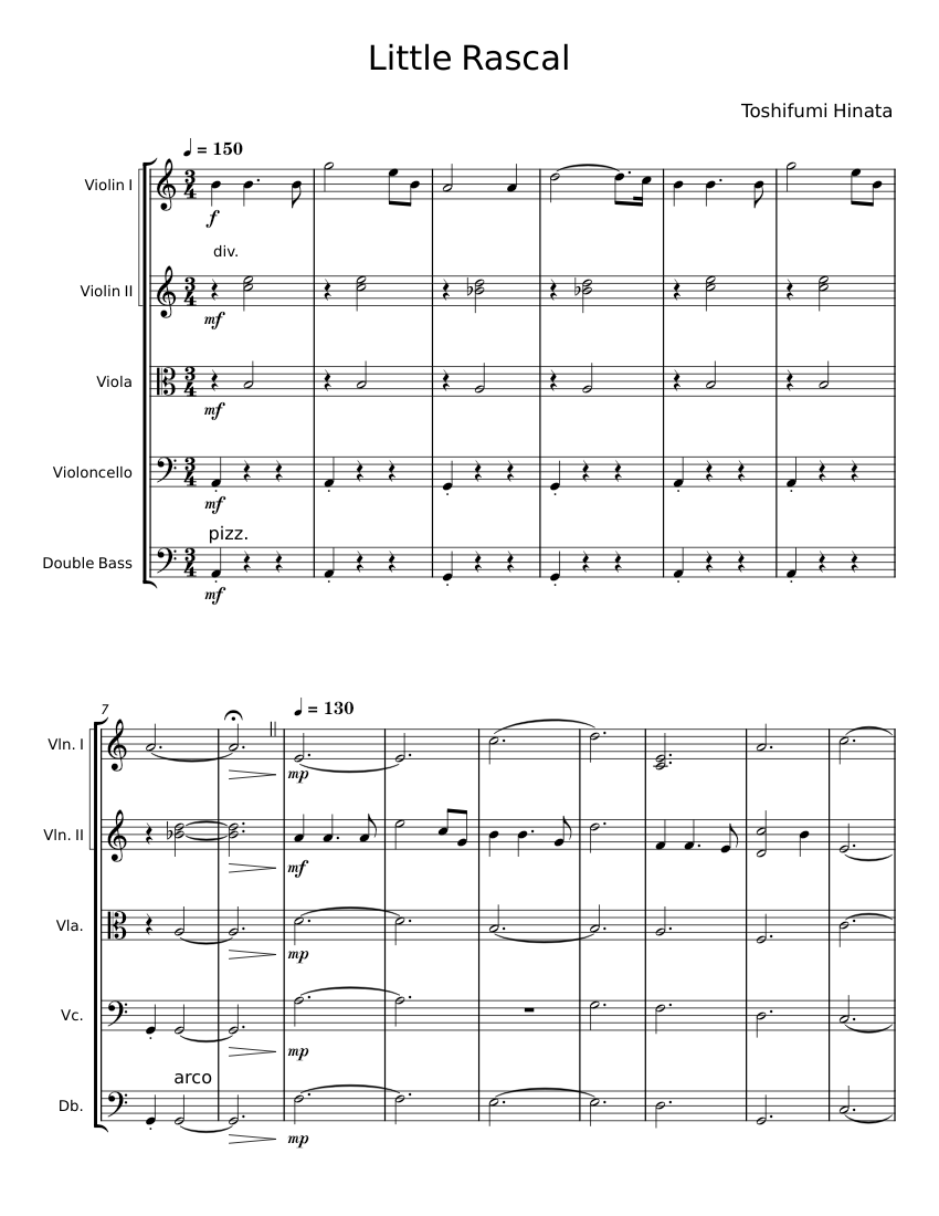 Little Rascal - Toshifumi Hinata Sheet Music for Contrabass, Violin ...
