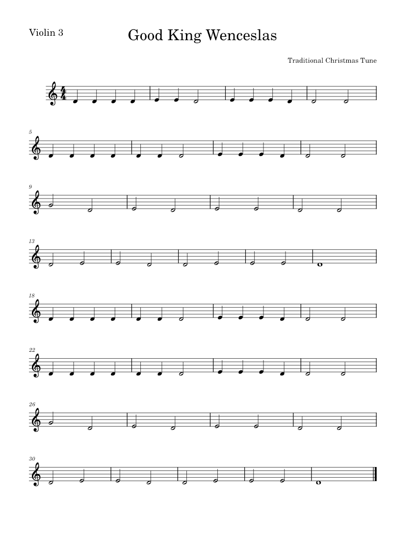 Good king wenceslas – Misc Christmas Good King Wenceslas-Violin 3 Sheet ...