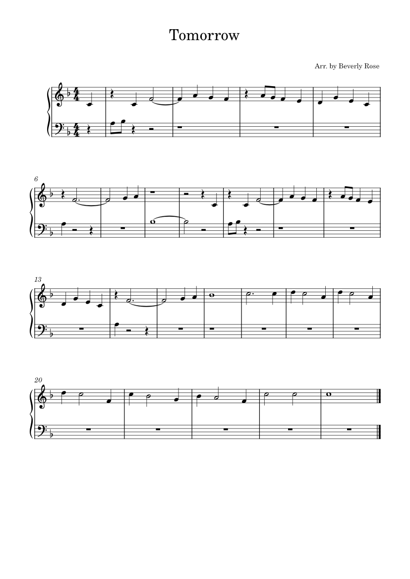 Tomorrow – Annie EASY Sheet Music for Piano (Solo) | MuseScore.com