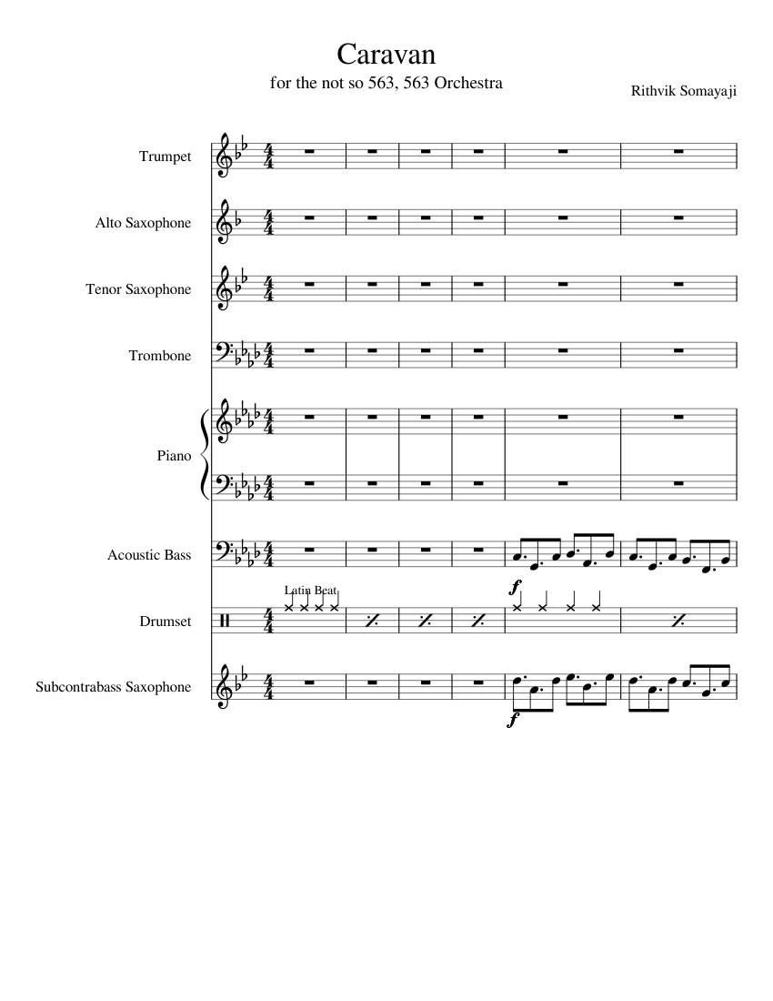 Caravan Sheet music for Piano, Trombone, Saxophone alto, Saxophone ...