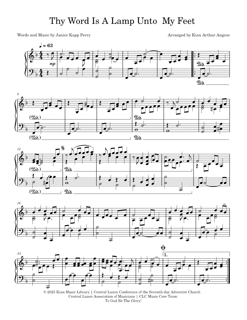 Thy Word is a lamp unto my feet – C. A. S. Sheet Music for Piano (Solo ...