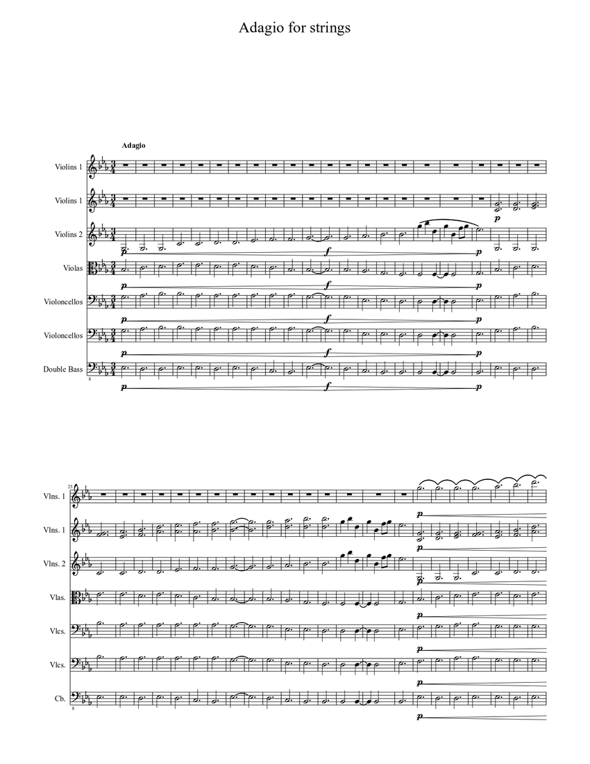 Adagio for Strings II Sheet music for Contrabass, Strings group (String Ensemble) | Musescore.com
