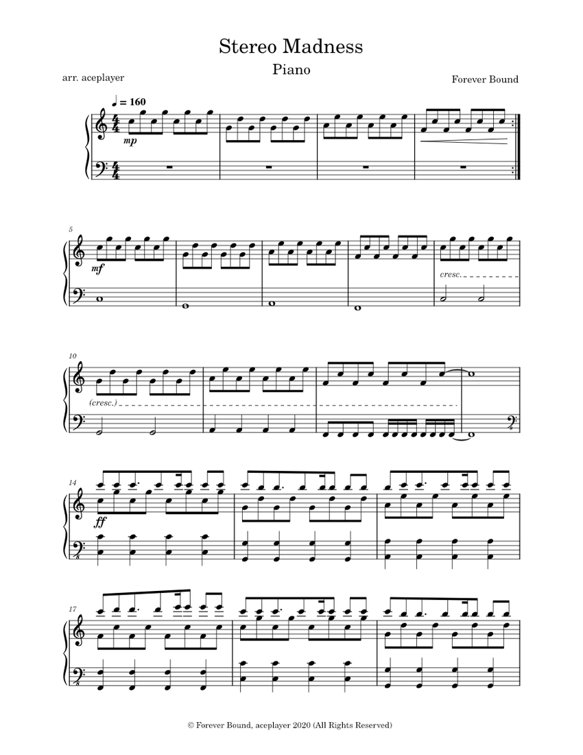 Stereo Madness - Forever Bound Sheet music for Piano (Solo) | Musescore.com