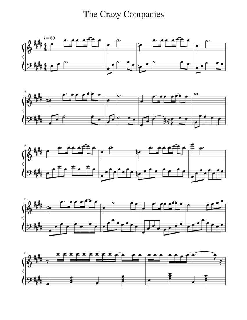 The Crazy Companies Sheet music for Piano (Solo) | Musescore.com