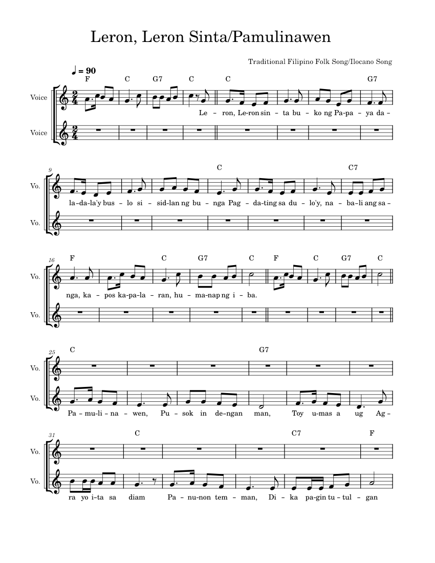 Leron, Leron Sinta Pamulinawen Sheet music for Vocals (Solo ...