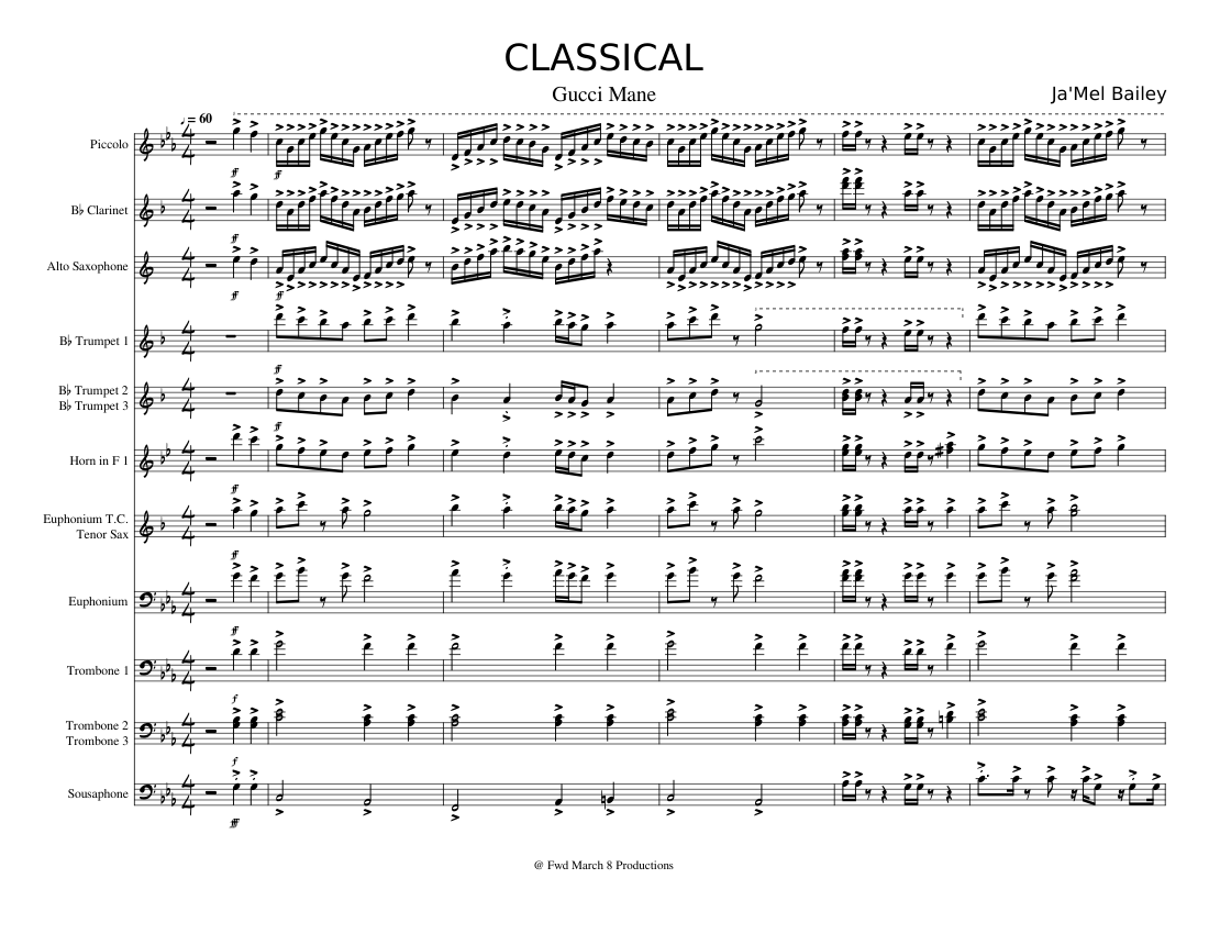 Classical Sheet Music for Trombone, Euphonium, Flute piccolo, Clarinet ...
