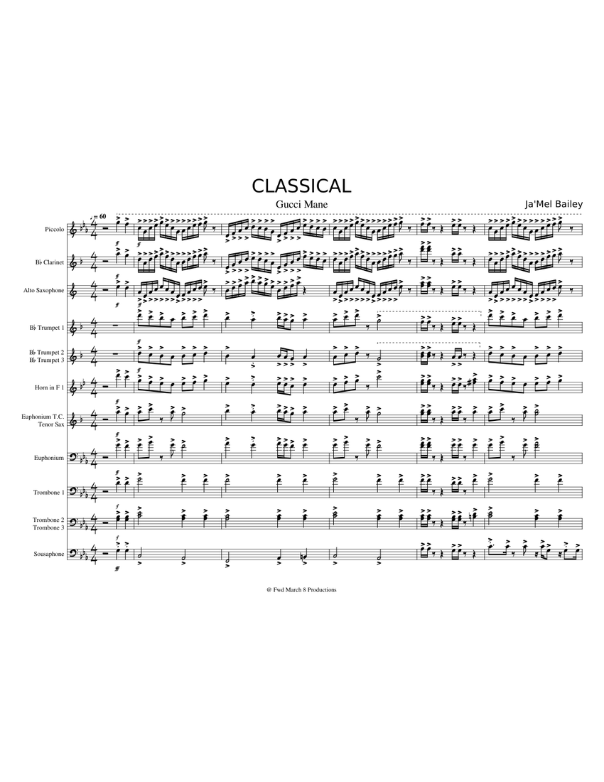 Classical Sheet music for Trombone, Euphonium, Flute piccolo, Clarinet in b-flat & more ...