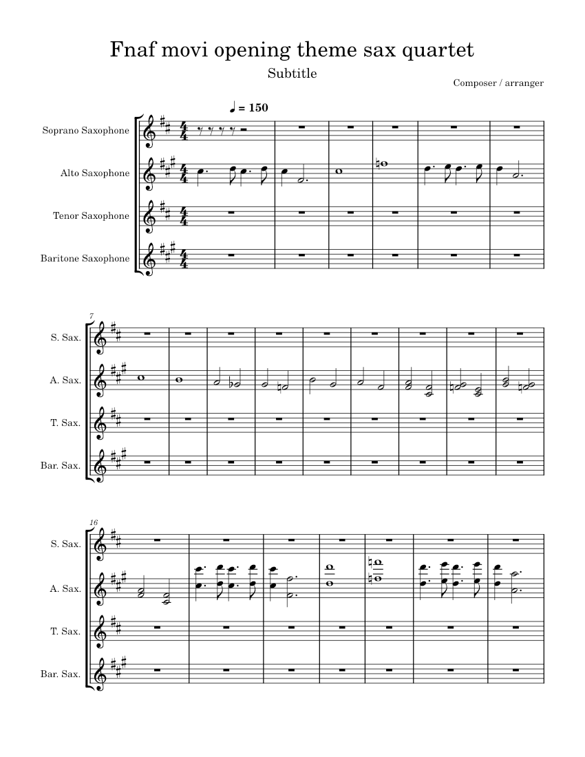 Five Nights At Freddys – Scott Cawthorn Fnaf movie opening theme sax ...