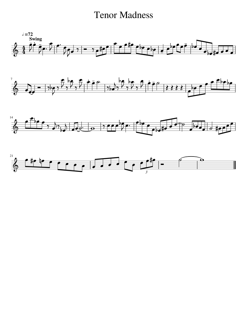 Tenor Madness Sheet Music for Trumpet in b-flat (Solo) | MuseScore.com