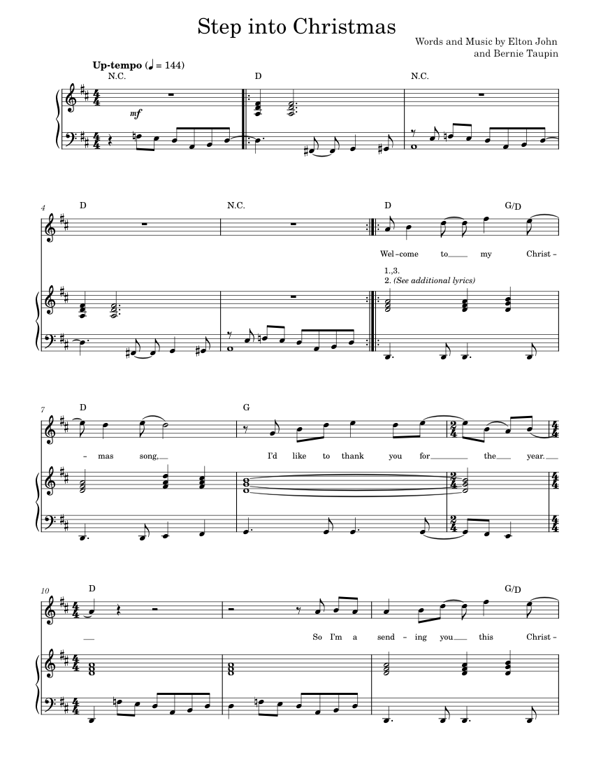 Play Official version of Step into christmas sheet music by Elton John ...