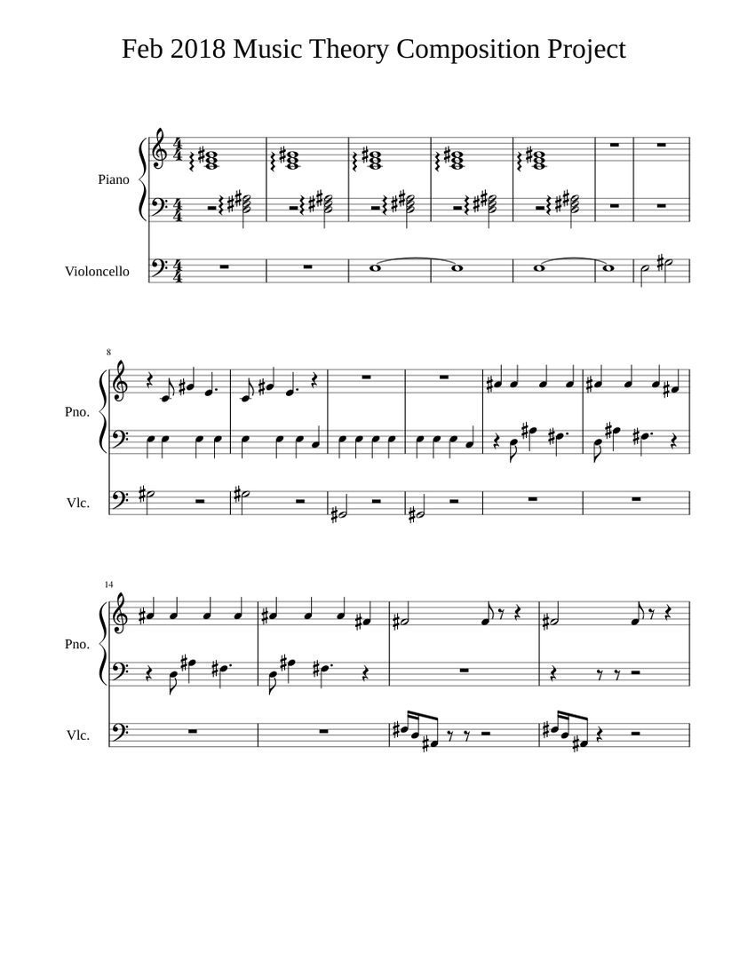 Feb 2018 Music Theory Composition Project Sheet music for Piano (Solo ...