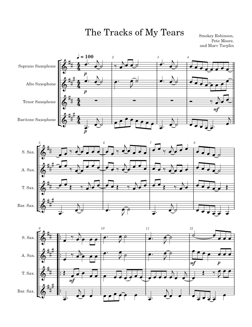 The tracks of my tears – Smokey Robinson and The Miracles Sheet Music ...
