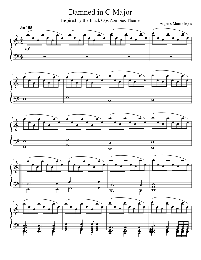 Call of Duty Damned (Inspired) Sheet music for Piano (Solo) | Musescore.com