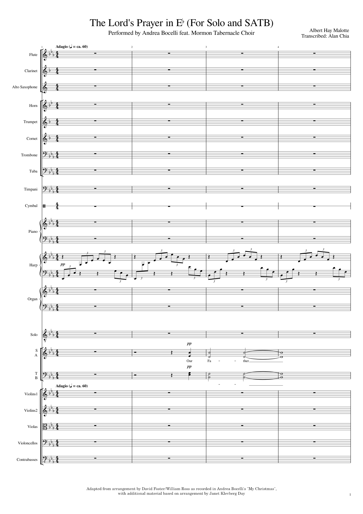 The Lord's Prayer - Andrea Bocelli Sheet Music for Piano, Trombone ...