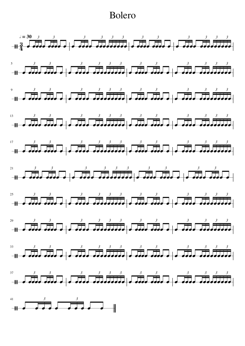 Bolero Ravel Percusión Sheet Music for Snare drum (Solo) | MuseScore.com