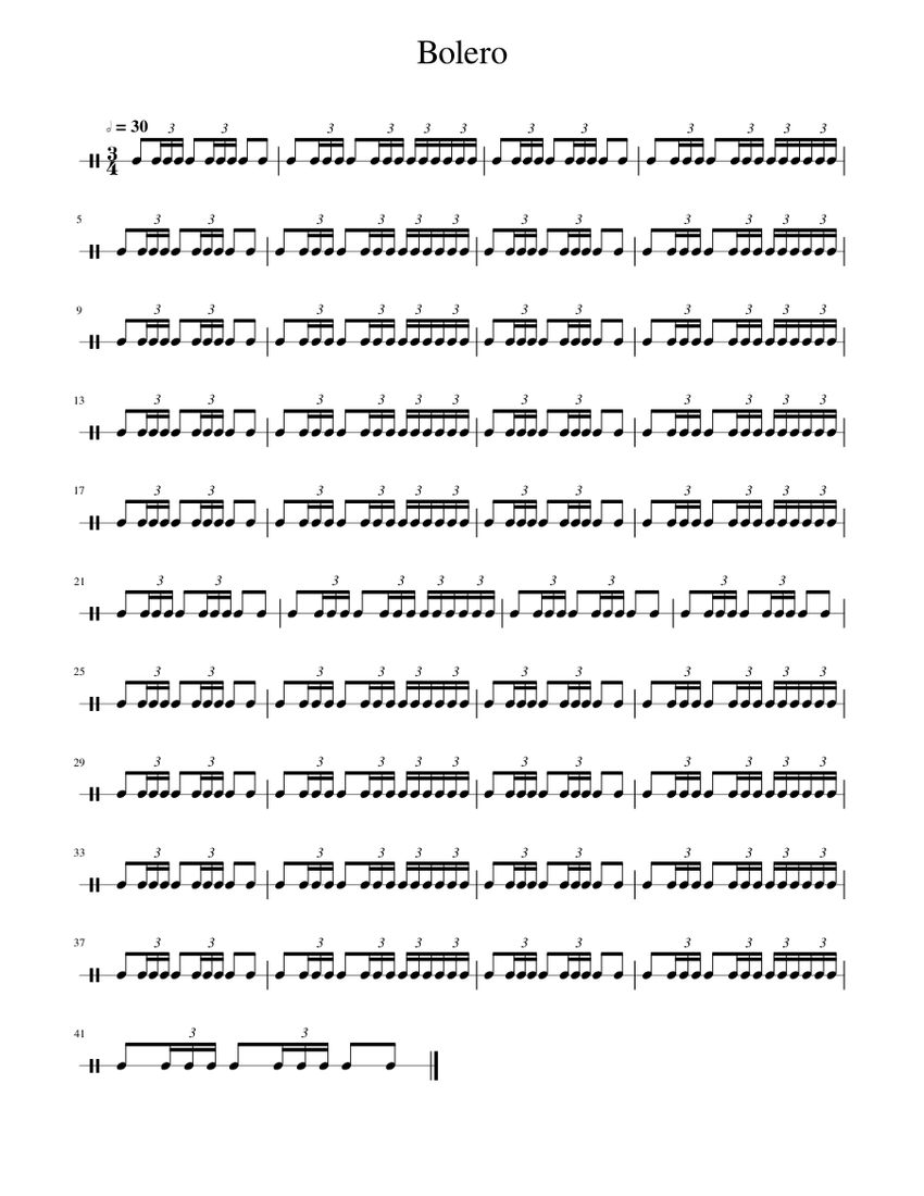Bolero Ravel Percusión Sheet music for Snare drum (Solo) | Musescore.com