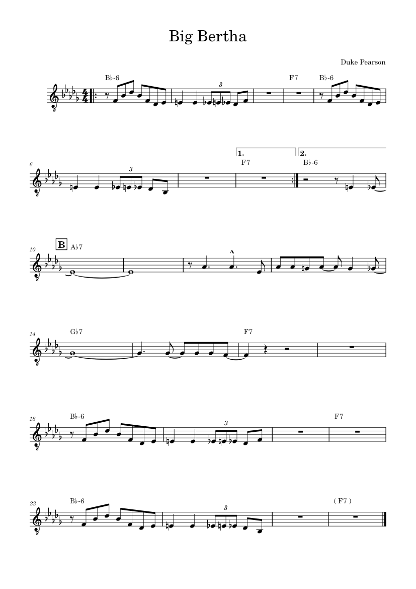 Big bertha – Duke Pearson Sheet music for Guitar (Solo) | Musescore.com