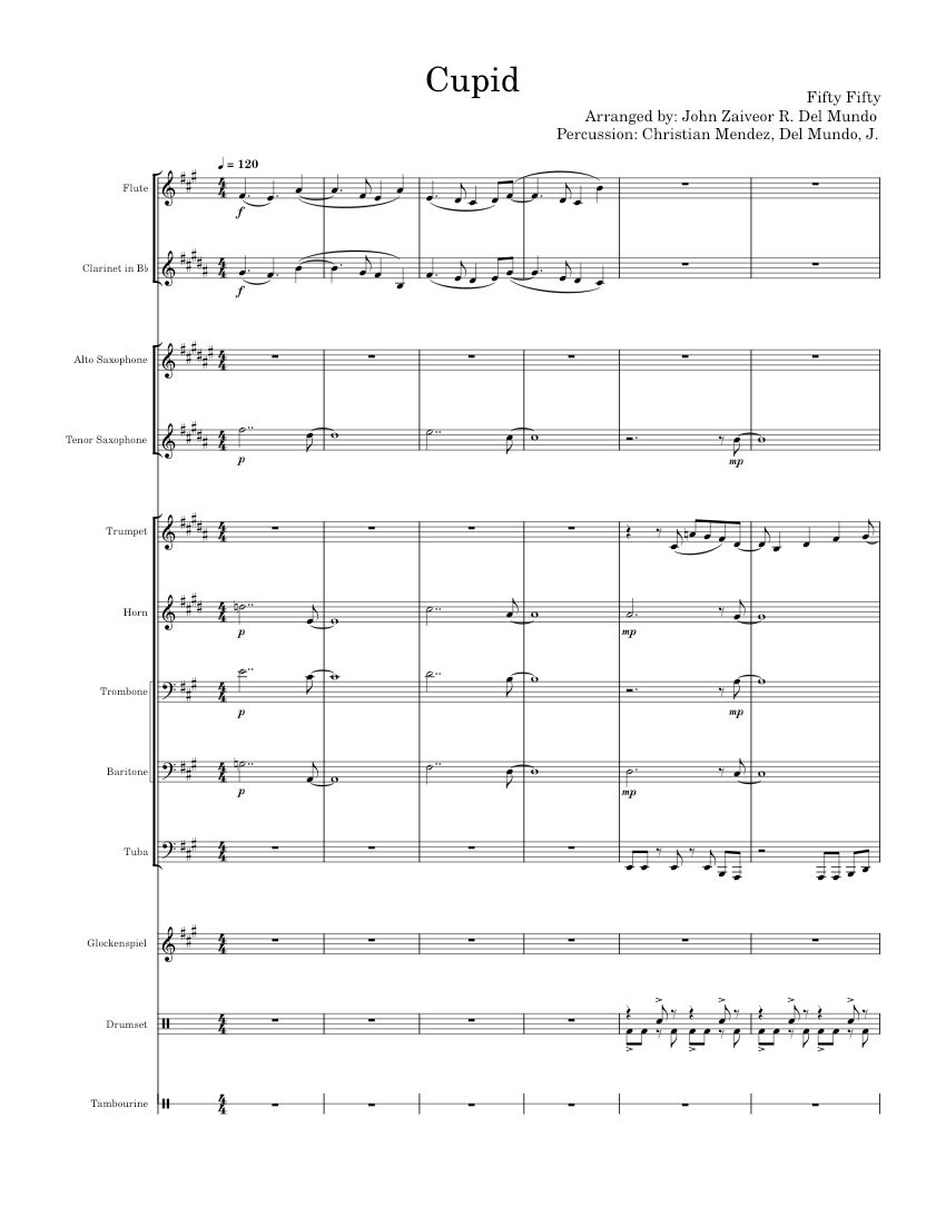 Cupid-FIFTY-FIFTY Sheet music for Trombone, Tuba, Flute, Saxophone alto ...
