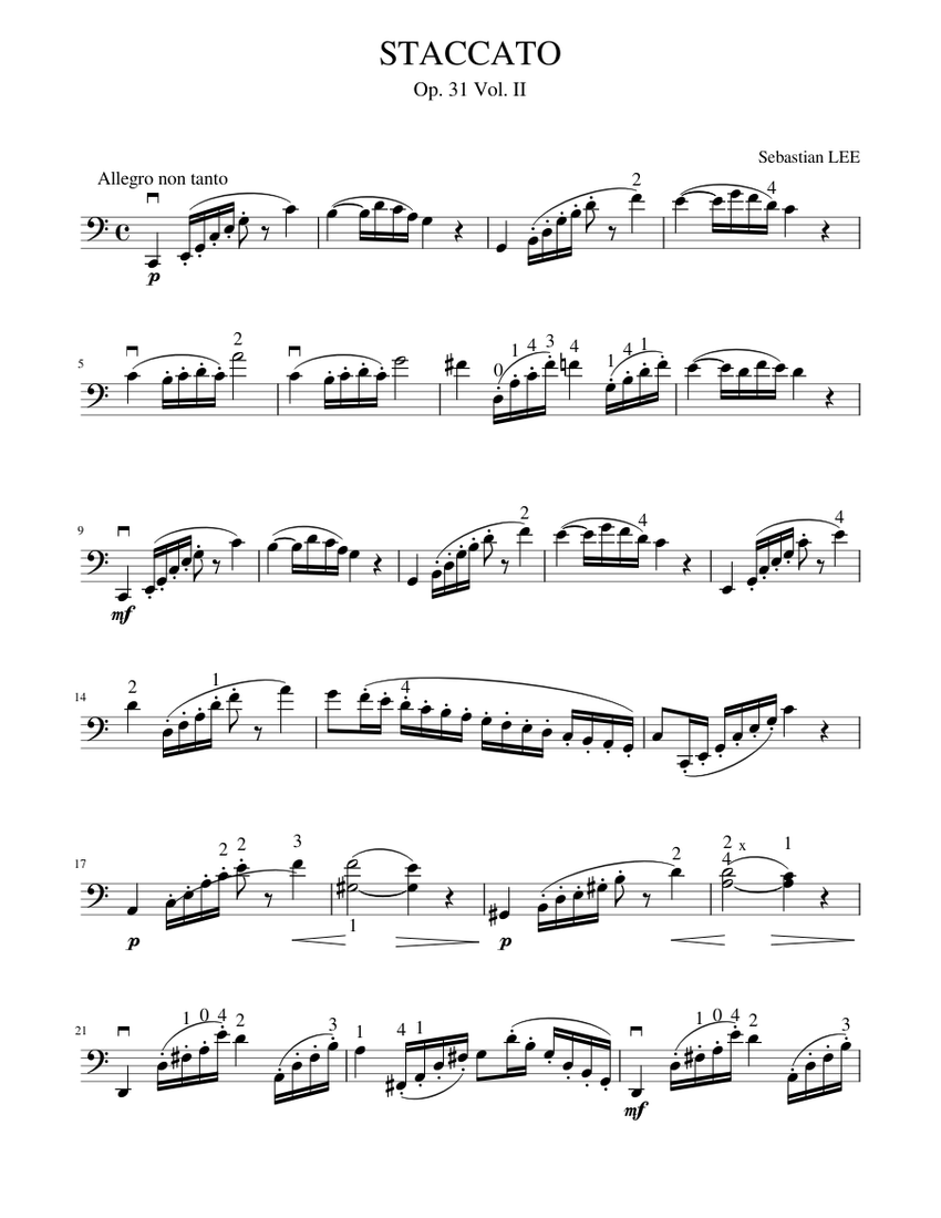 STACCATO Sheet music for Cello (Solo) | Musescore.com